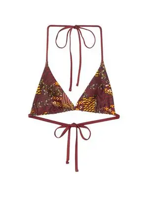Kith Talia Ii Tie Floral Geo Bikini Top - Red