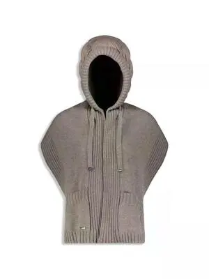 MOORER Hooded Ribbed Scarf - Neutrals