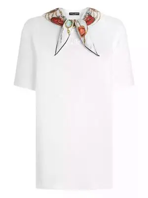 Dolce & Gabbana Scarf-detail Logo-embroidered T-shirt - White