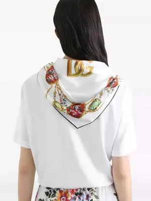 Dolce & Gabbana Scarf-detail Logo-embroidered T-shirt - White