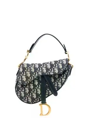Dior 2020 Mini Oblique Canvas Saddle Bag - Blue