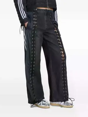 Adidas Lace-up Trousers With Striped Detail - Black