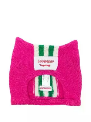 CHARLES JEFFREY Ears Striped Beanie - Pink