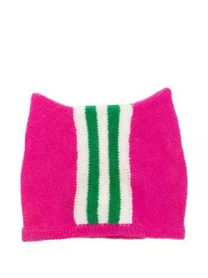 CHARLES JEFFREY Ears Striped Beanie - Pink