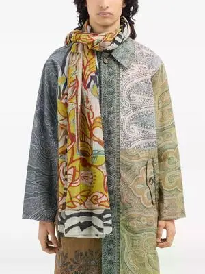 PIERRE-LOUIS MASCIA Hawnbci Zebra-pattern-trim Scarf - Neutrals