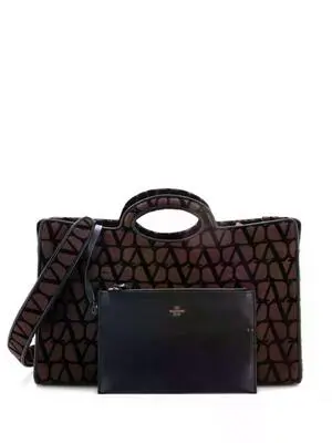 Valentino Garavani Le Troisieme Toile Iconograph Fabric Medium Tote Bag - Brown