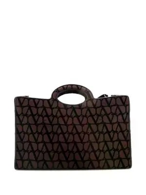 Valentino Garavani Le Troisieme Toile Iconograph Fabric Medium Tote Bag - Brown