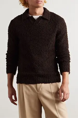Mr P. Boucléknit Merino Woolblend Polo Shirt