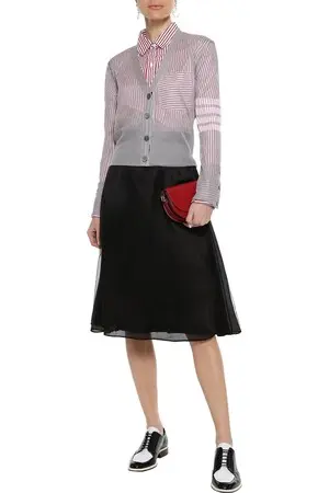 Thom Browne Flared Lace-up Tulle Skirt