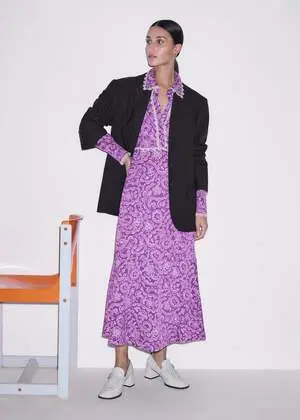 ME+EM Fit & Flare Entangled Lace Print Maxi Dress /green