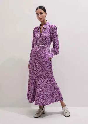 ME+EM Fit & Flare Entangled Lace Print Maxi Dress /green