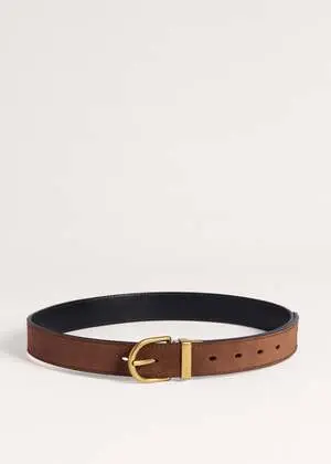 ME+EM Round Buckle Reversible Belt - Chestnut/black