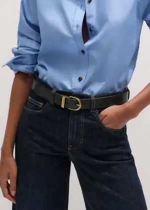 ME+EM Round Buckle Reversible Belt - Chestnut/black