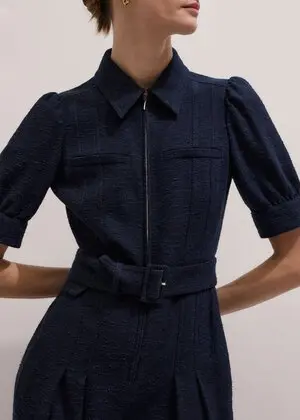 ME+EM Wide-leg Jumpsuit With Belt - Navy