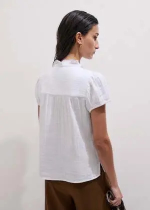 ME+EM Cheesecloth Cap-sleeve Blouse - Soft White