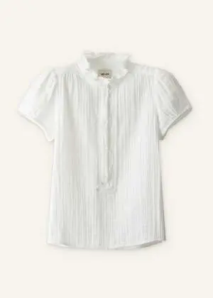 ME+EM Cheesecloth Cap-sleeve Blouse - Soft White
