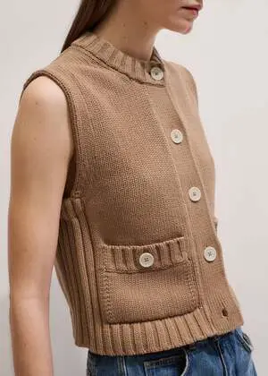 ME+EM Button-through Straight Vest - Tan