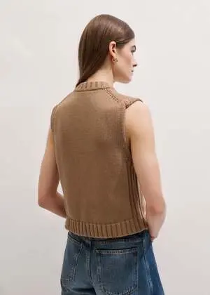 ME+EM Button-through Straight Vest - Tan