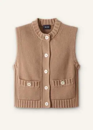 ME+EM Button-through Straight Vest - Tan