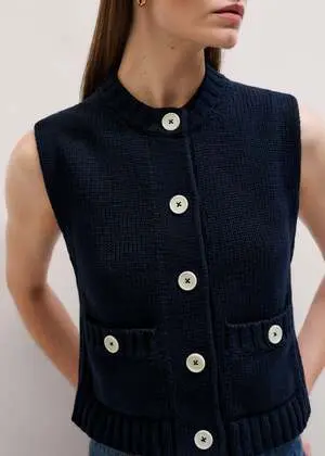 ME+EM Button-detailed Straight Vest - Navy