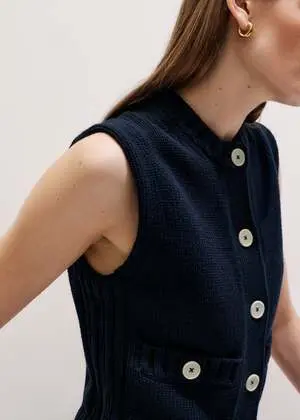 ME+EM Button-detailed Straight Vest - Navy