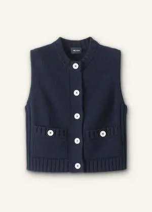 ME+EM Button-detailed Straight Vest - Navy