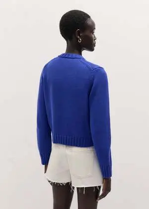 ME+EM Cotton Bracelet Sleeve Cropped Cardigan - Deep Blue