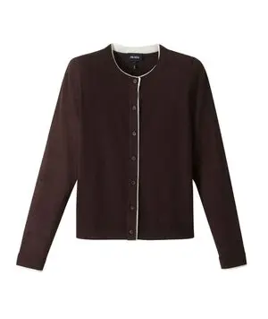 ME+EM Barely There Cardigan - Warm Chocolate/soft White