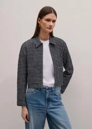 ME+EM Textured Zip-front Relaxed Top