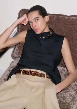 ME+EM Silk Cowl Neck Sleeveless Top