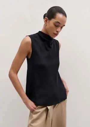 ME+EM Silk Cowl Neck Sleeveless Top
