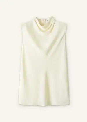 ME+EM Silk Cowl Neck Sleeveless Top - Light Cream