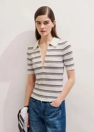 ME+EM Striped Slim Tee With Zip