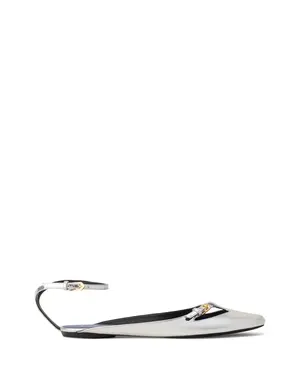 LANVIN Mary Jane Ballerina Flats In Specchio Leather - Silver