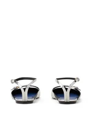 LANVIN Mary Jane Ballerina Flats In Specchio Leather - Silver