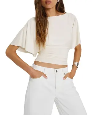 REFORMATION Avery Flutter Sleeve Top - Ivory