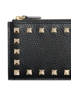 Valentino Garavani Rockstud Leather Card Case - Black