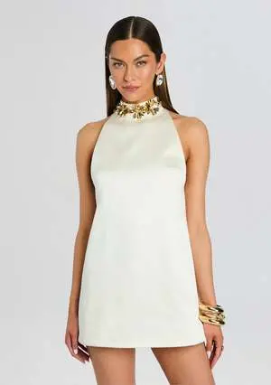 Retrofete Giacinta Embellished Mini Dress - Cream/gold