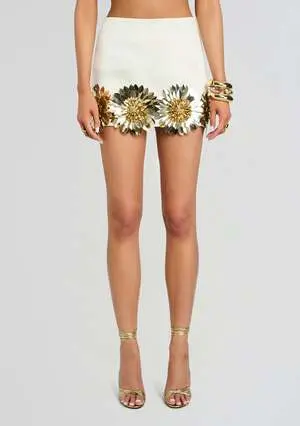 Retrofete Gitte Embellished Mini Skirt - Cream/gold