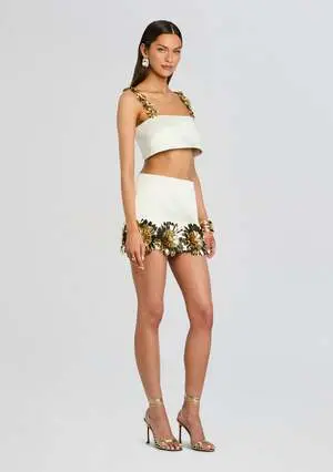 Retrofete Gitte Embellished Mini Skirt - Cream/gold