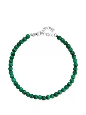 Mateo Mateo 4mm Malachite Bead Bracelet Silver