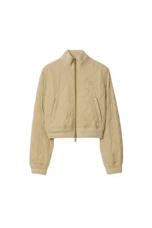 Burberry Quilted Gabardine Bomber Jacket - Dune Beige