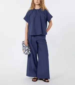Max Mara Cotton Poplin Blouse - Blue