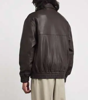 Studio Nicholson Piston Leather Bomber Jacket - Brown
