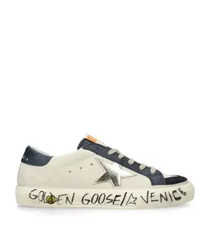 GOLDEN GOOSE May Leather Sneakers - Blue