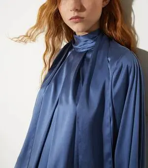 Max & Co. Stretch-silk Scarf-neck Maxi Dress