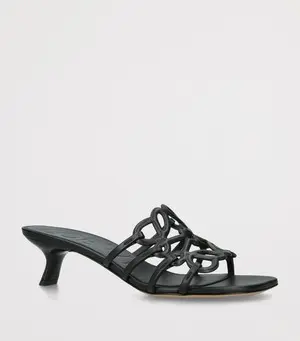 Loewe Leather Anagram Heeled Mules - Black