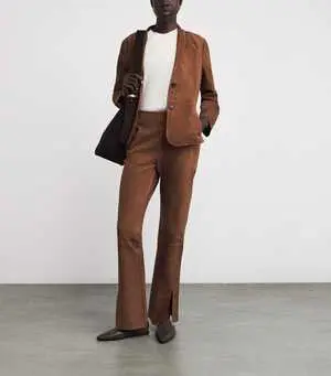 Theory Lambskin Suede Slim Trousers