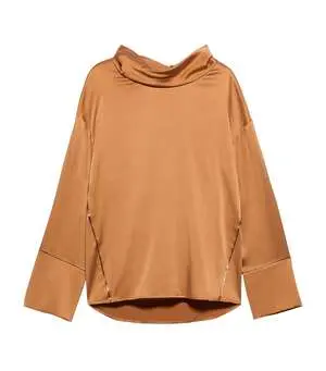 Max & Co. Stretch-silk Cowl-neck Blouse - Yellow