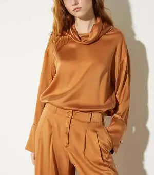 Max & Co. Stretch-silk Cowl-neck Blouse - Yellow